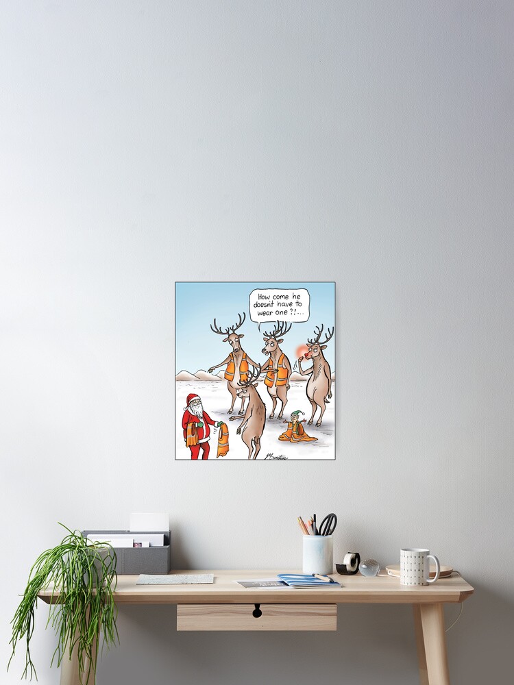 "Santa & Reindeer in high vis" Poster for Sale by jeddunstan | Redbubble