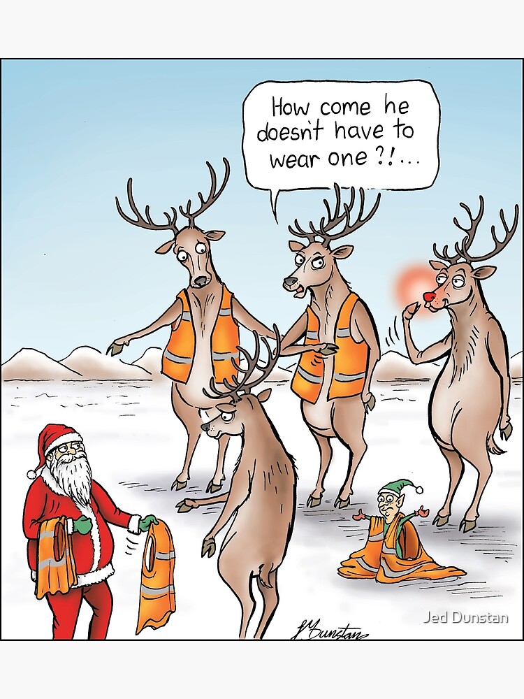 "Santa & Reindeer in high vis" Poster for Sale by jeddunstan | Redbubble