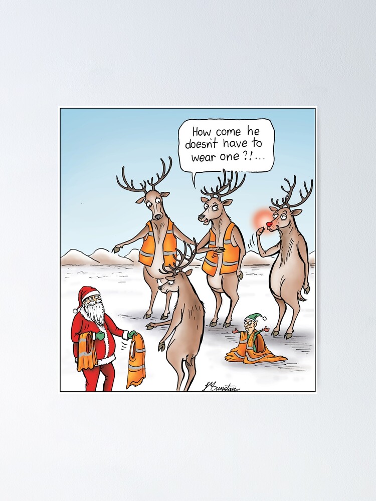 "Santa & Reindeer in high vis" Poster for Sale by jeddunstan | Redbubble