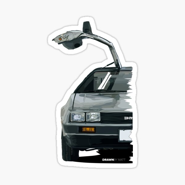 "Retro 80's time machine drawing" Sticker for Sale by DrawnByMatt ...
