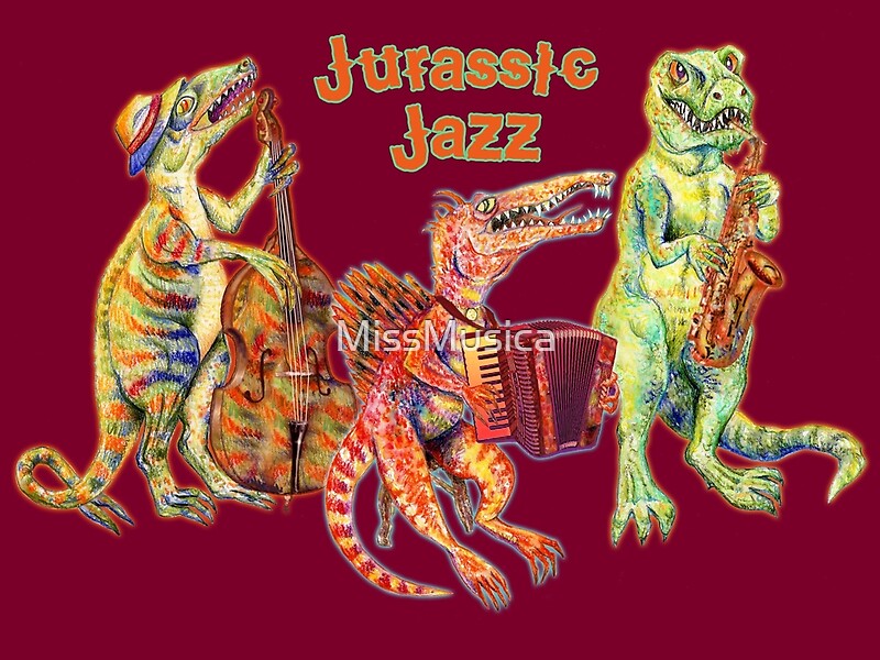 "Jurassic Jazz - Dinosaur Trio" by MissMusica | Redbubble