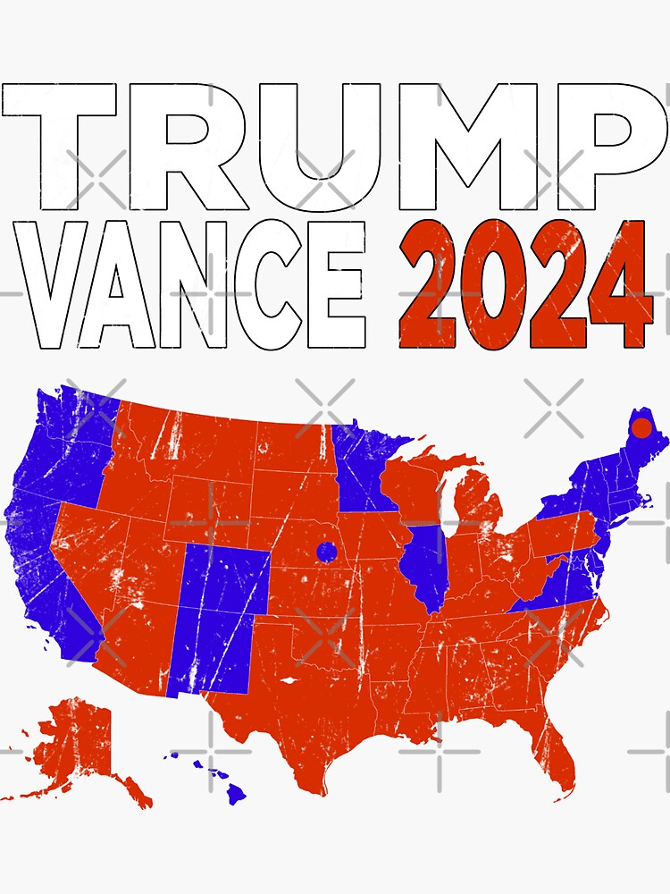 "Trump Vance '24 Retro Logo Red White Blue Election Map Donald JD 2024 ...