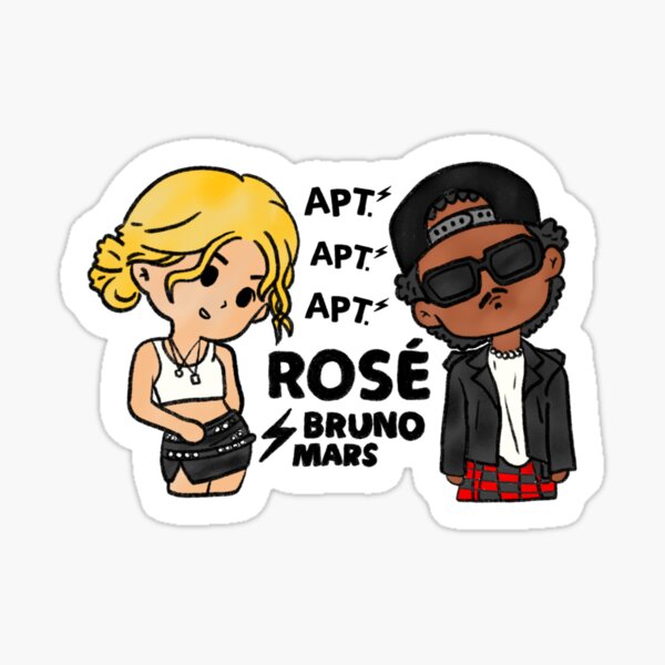 "APT Rosé & Bruno Mars - Littleoennie" Sticker for Sale by ...