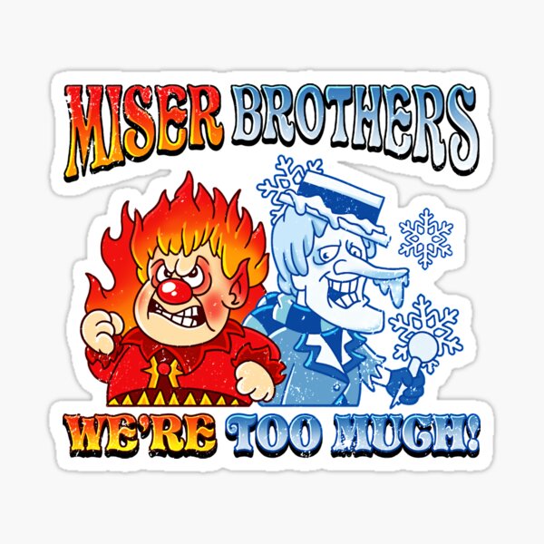 "Miser Brothers Christmas We're Too Much " Sticker for Sale by vintagenebula | Redbubble