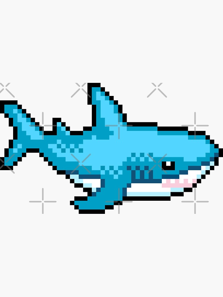 "Cute Shark Pixel Art" Sticker for Sale by XE3EP-Pixel-Art | Redbubble