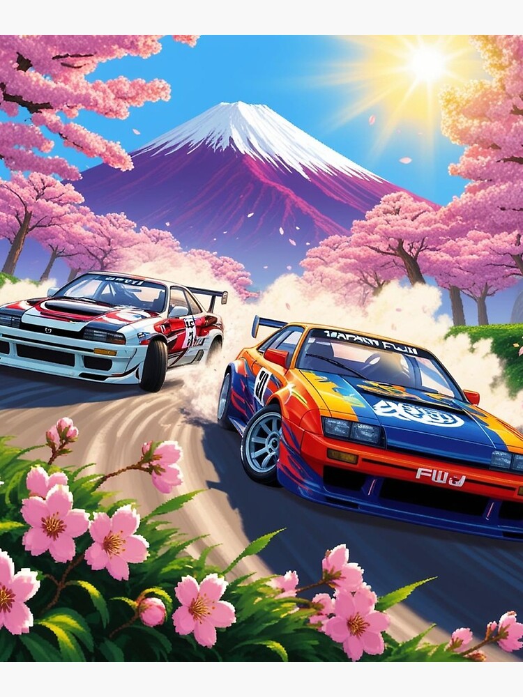 "JDM, Car, race, Japan, 80s pixel quality video game, Drift, Cherry ...