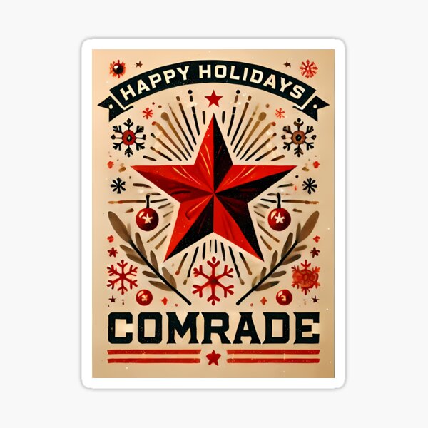 "Happy Holidays, Comrade - Festive Retro Card" Sticker for Sale by ...