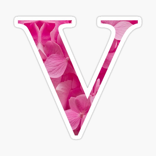 "Alphabet Letter "V" in Pink Floral Lettering Monogram" Sticker for ...