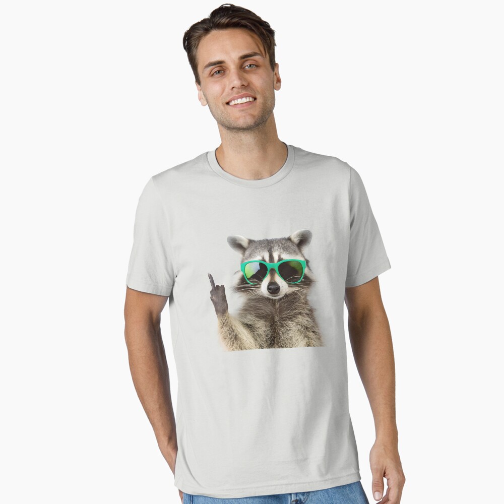 "Raccoon Middle Finger Funny Glasses Raccoon Meme Rock Sign" Sticker ...