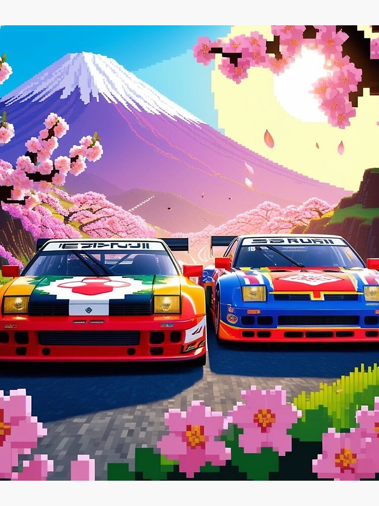 "JDM, Car, race, Japan, 80s pixel quality video game, Drift, Cherry ...