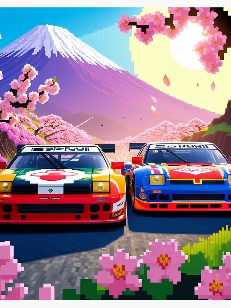 "JDM, Car, race, Japan, 80s pixel quality video game, Drift, Cherry ...