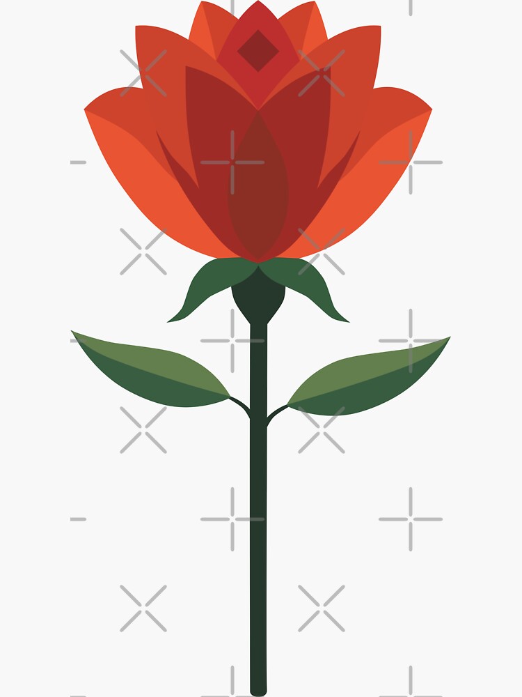 "Geometric Red Rose - Modern Floral Design" Sticker for Sale by Fikuall ...
