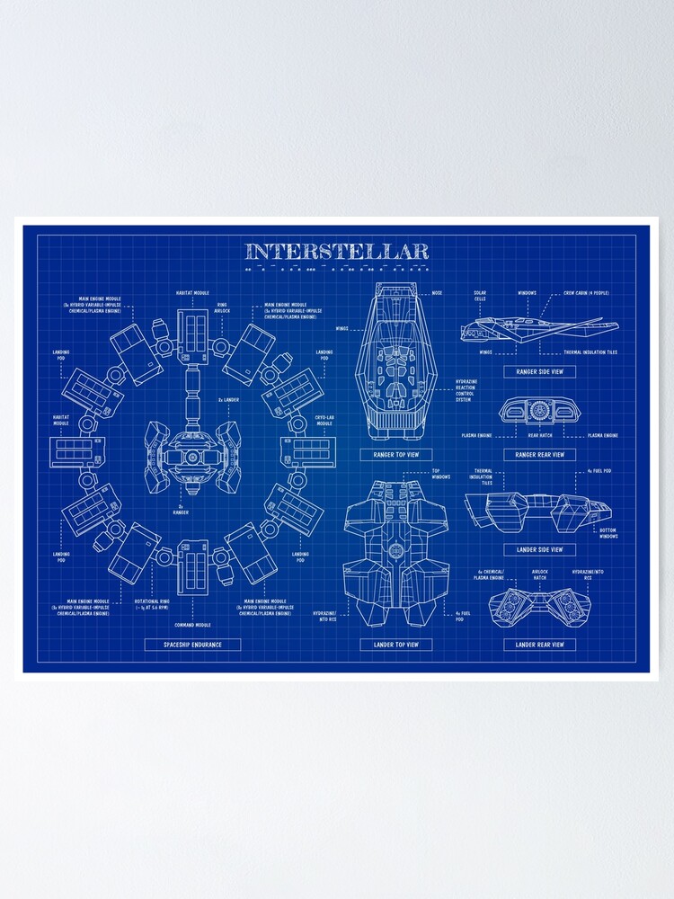 "Interstellar (Blueprint)" Poster by BGALAXY | Redbubble