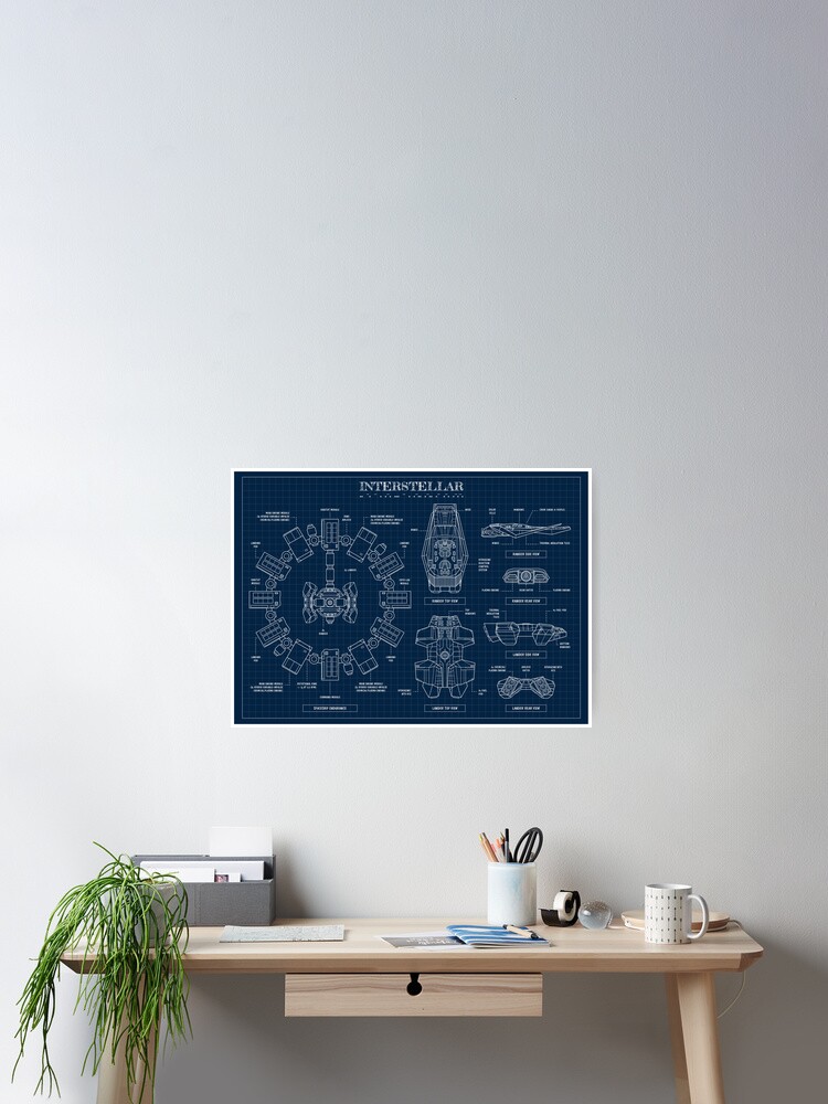 "Interstellar (Navy Blueprint)" Poster for Sale by BGALAXY | Redbubble