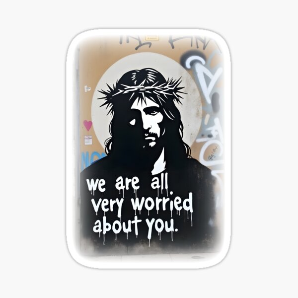 "Thought-Provoking Street Art: Concern and Reflection" Sticker for Sale ...