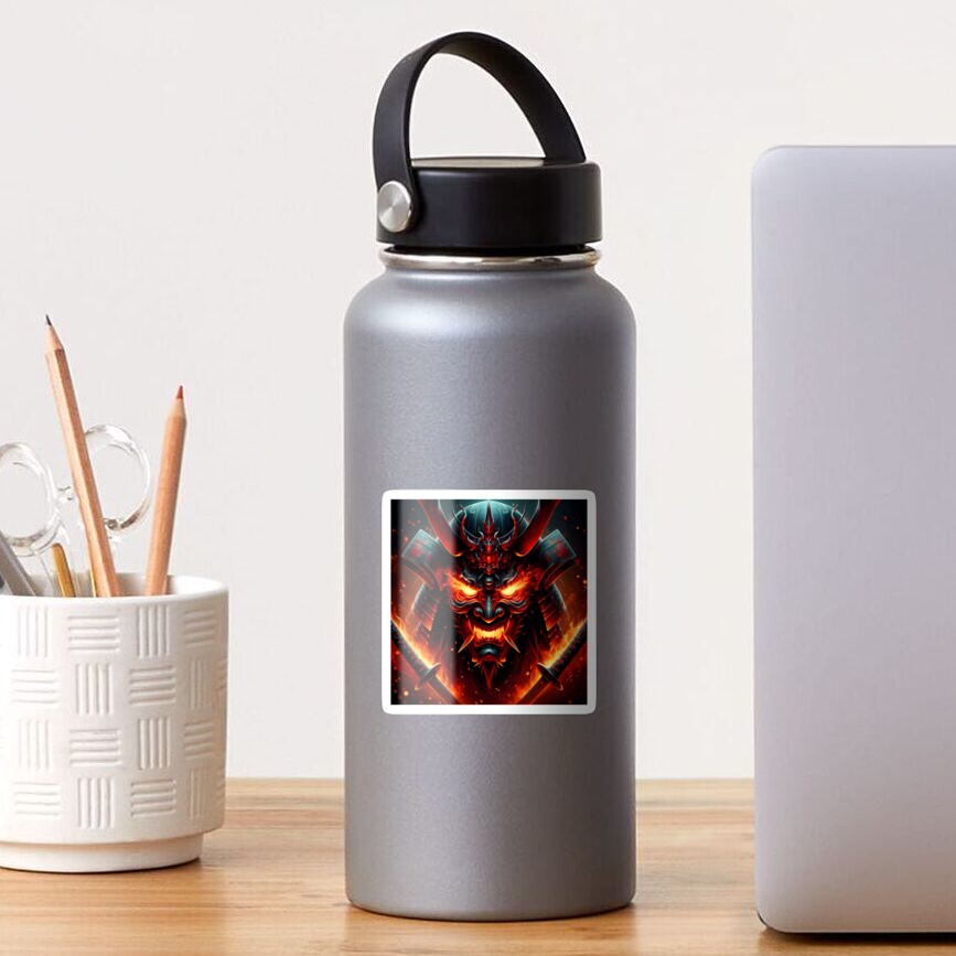 "Fire Oni Samurai Mask" Sticker for Sale by GalleryBrisArt | Redbubble