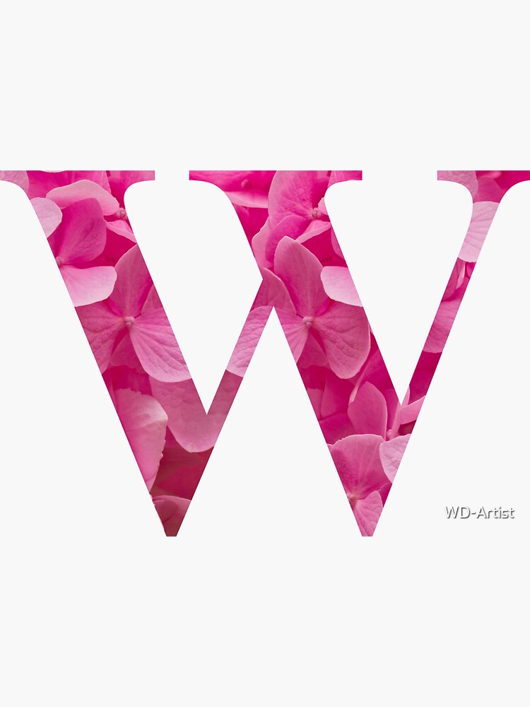 "Alphabet Letter "W" in Pink Floral Lettering Monogram" Sticker for ...