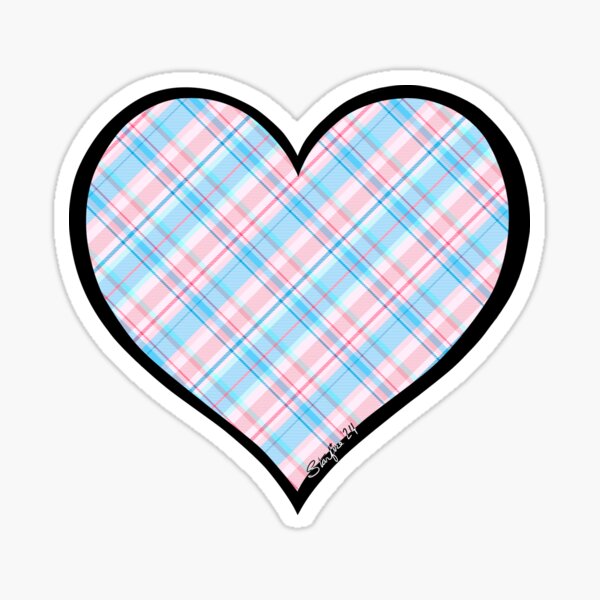 "Trans Pride Tartan Heart for Stickers, Magnets, and Buttons" Sticker ...
