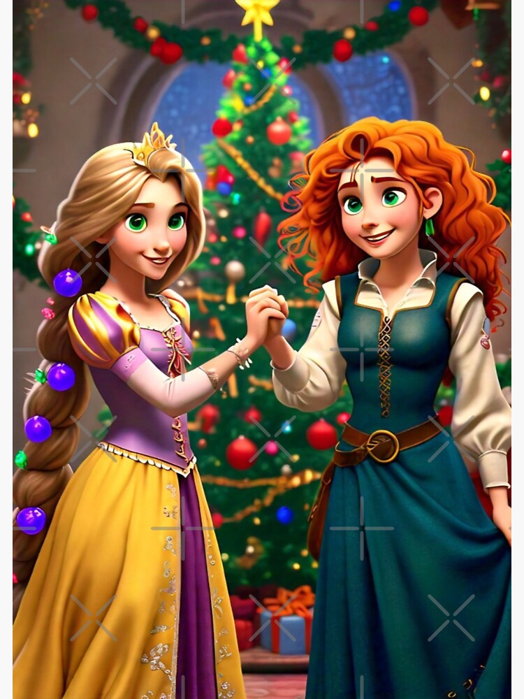 "Rapunzel and Merida at Christmas 1" Sticker for Sale by ...