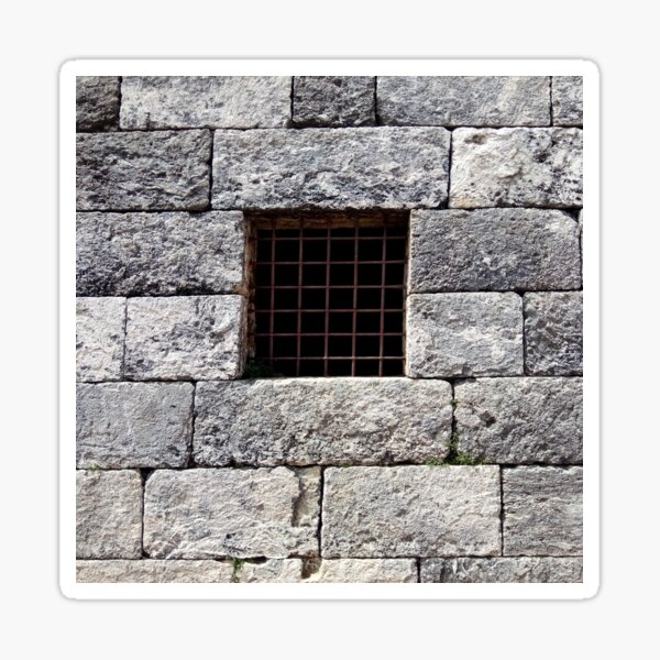 "stone rock wall prison jail window " Sticker for Sale by natbern ...