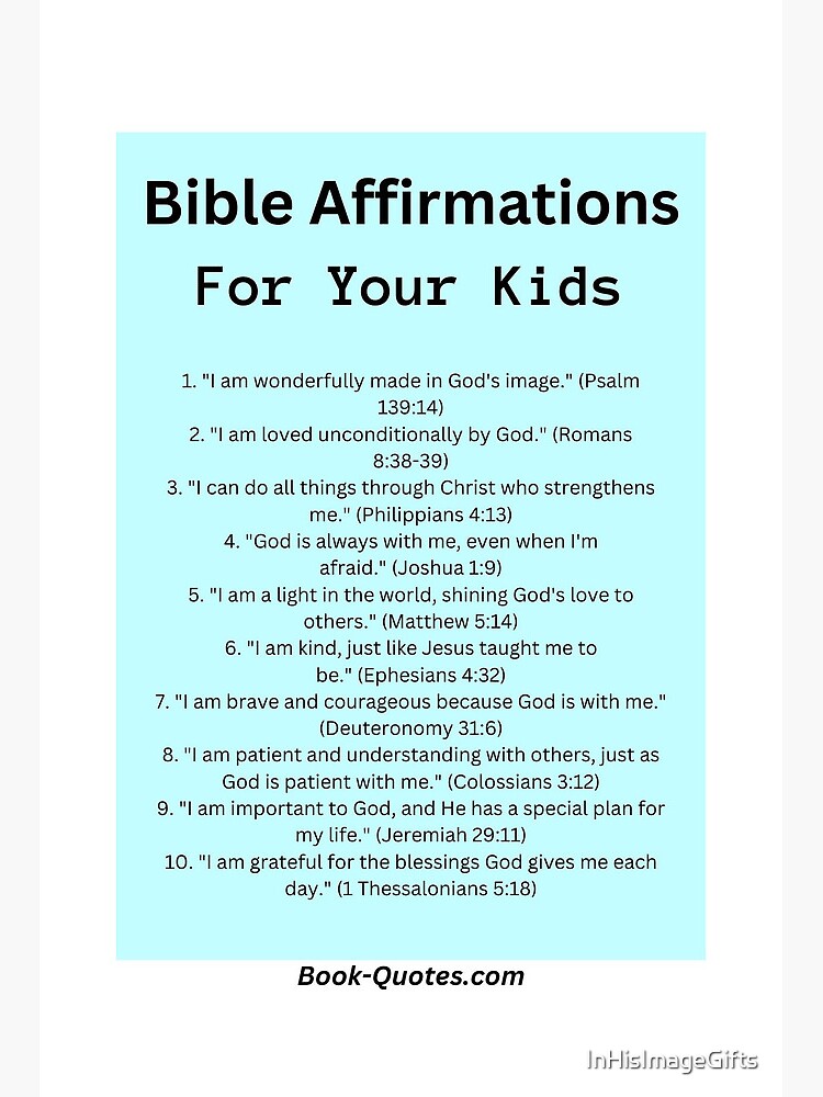 "Bible Affirmations For Kids, Bible Verses, Encouraging Affirmations ...