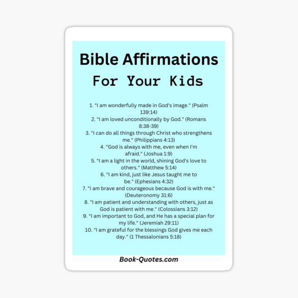 "Bible Affirmations For Kids, Bible Verses, Encouraging Affirmations ...