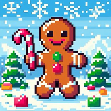 "Funny and cute pixelated Christmas gingerbread man, Holiday theme ...