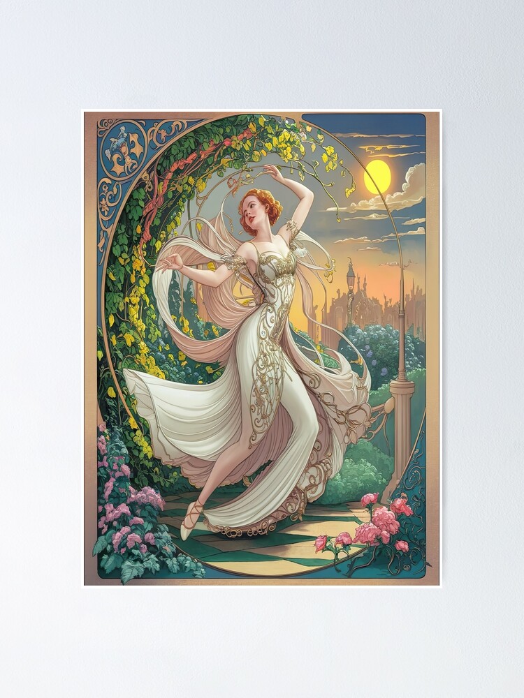 "Dance Painting Inspired By Alphonse Mucha Style" Poster for Sale by ...