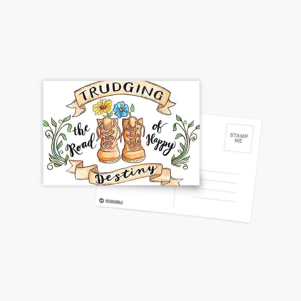 "Trudging the Road of Happy Destiny" Postcard for Sale by ...