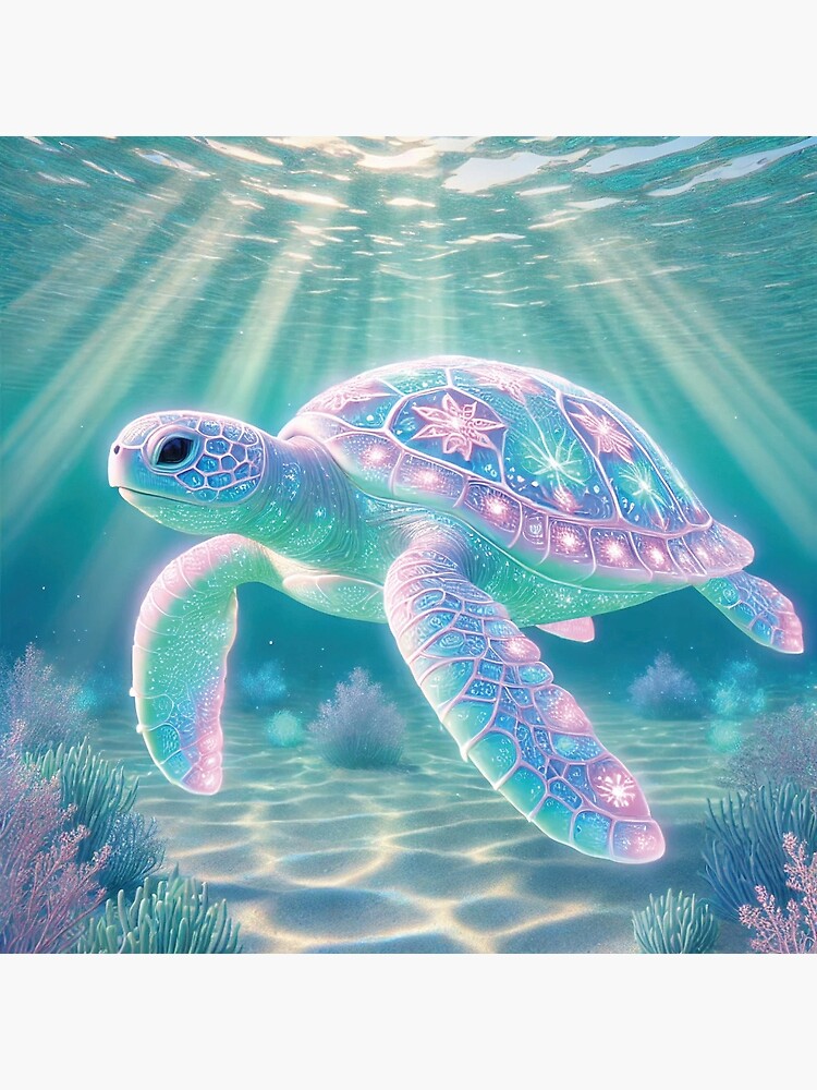 "Pastel Sea Turtle with Luminous Shell" Poster for Sale by ...