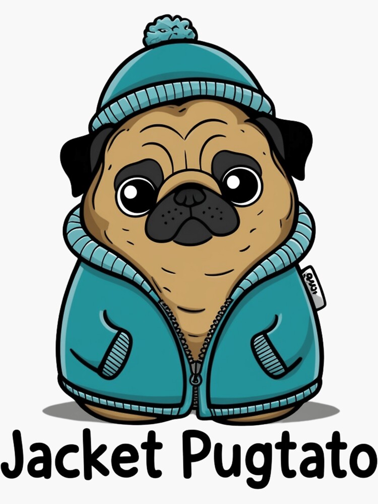 "Jacket Pugtato - Cute Punny Cartoon" Sticker for Sale by haitrieuic96 ...
