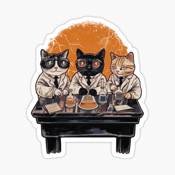 "Scientists Cats Chemist Vintage" Sticker for Sale by OrenjiArt11 ...