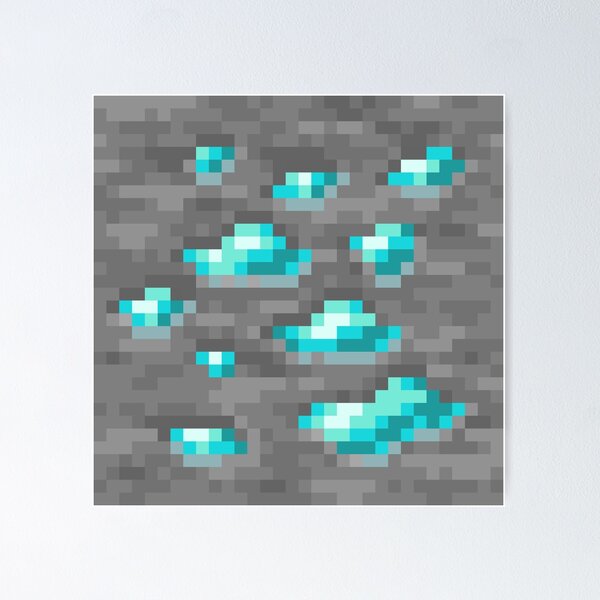 Minecraft Diamond Ore Pixel Art Grid