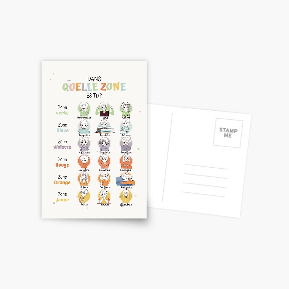 "Kid's emotion regulation zone in French, wheel of emotions" Poster by ...