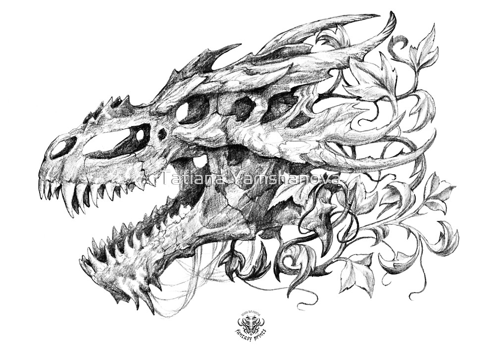 "Dragon skull with ornament" by Tatiana Yamshanova | Redbubble