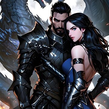 "Warrior Duo with Majestic Dragons" Sticker for Sale by BhuberryArt2022 ...