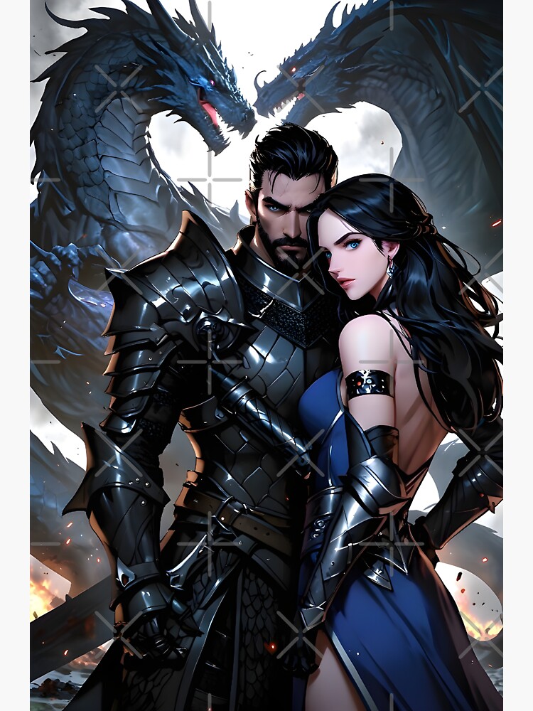 "Warrior Duo with Majestic Dragons" Sticker for Sale by BhuberryArt2022 ...
