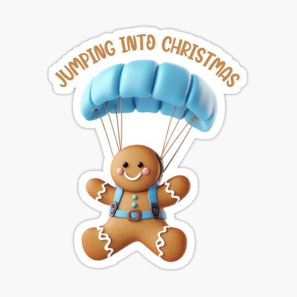 "Jumping Into Christmas Skydiving Cookie Gingerbread Man 2" Sticker for ...