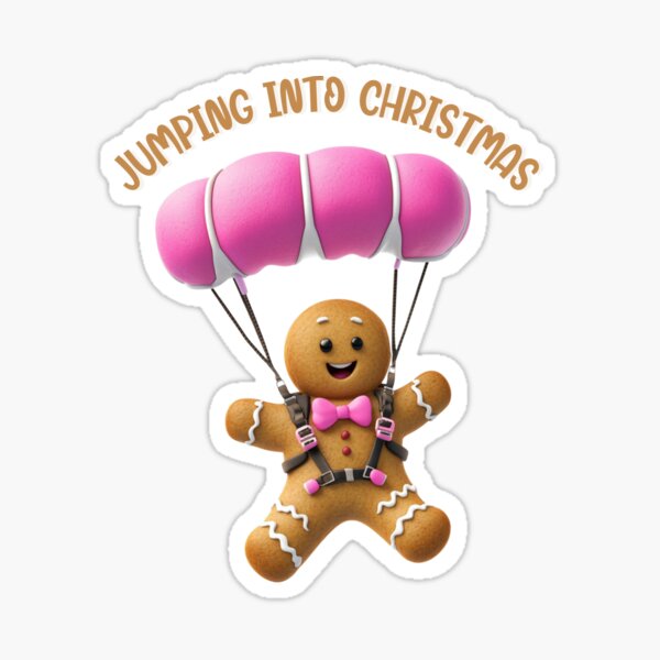 "Jumping Into Christmas Skydiving Cookie Gingerbread Man 3" Sticker for ...