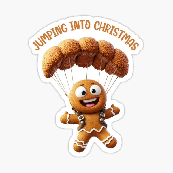 "Jumping Into Christmas Skydiving Cookie Gingerbread Man 1" Sticker for ...