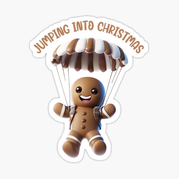 "Jumping Into Christmas Skydiving Cookie Gingerbread Man 7" Sticker for ...