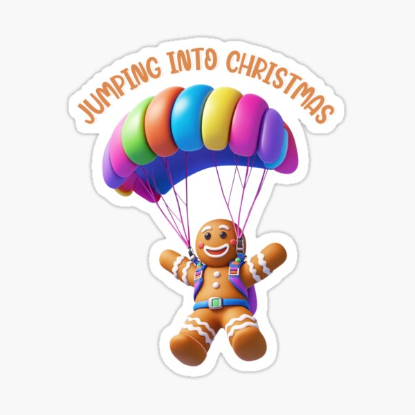 "Jumping Into Christmas Skydiving Cookie Gingerbread Man 8" Sticker for ...