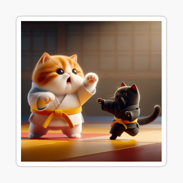 "Ginger Cat in Judo Clothes Holding a Gold Medal with a Playful ...
