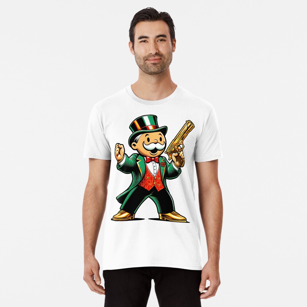 "Mr Monopoly with a golden gun " Sticker by CTPhotographie | Redbubble