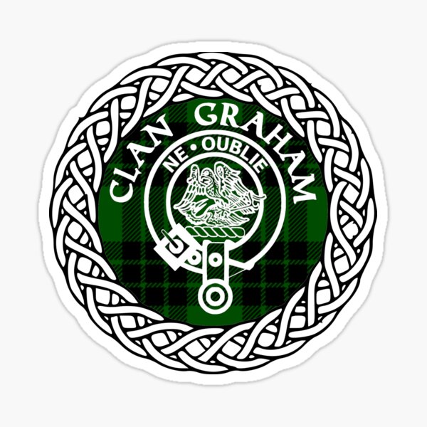 "Graham Scottish Clan surname last name tartan crest badge" Sticker for ...