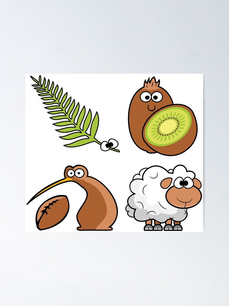 "New Zealand Cartoon Figures" Poster for Sale by studiopico | Redbubble