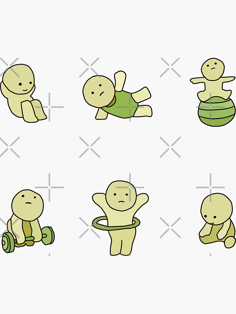 "Smiski Exercising " Sticker for Sale by lalashellsArt | Redbubble