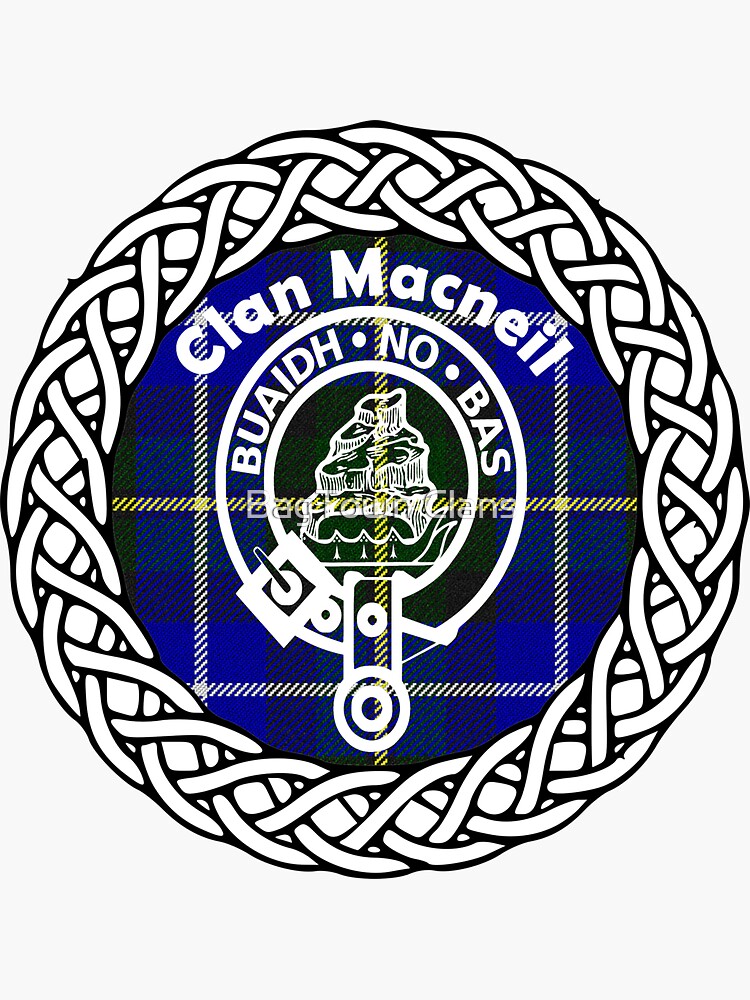 "MacNeil Scottish Clan surname last name tartan crest badge" Sticker ...