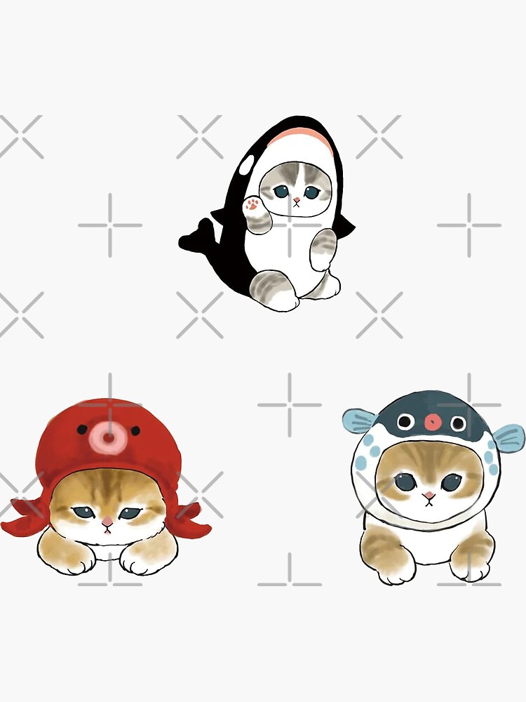 "Mofusand - Sea life Trio" Sticker for Sale by penny555 | Redbubble