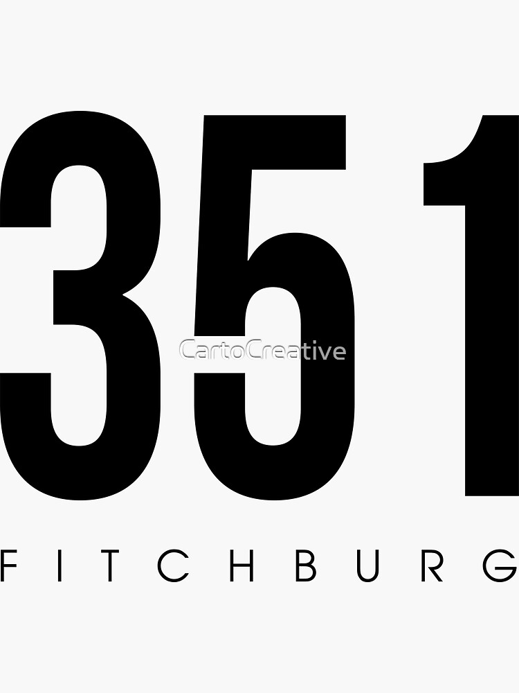 "Fitchburg, MA - 351 Area Code design" Sticker by CartoCreative | Redbubble